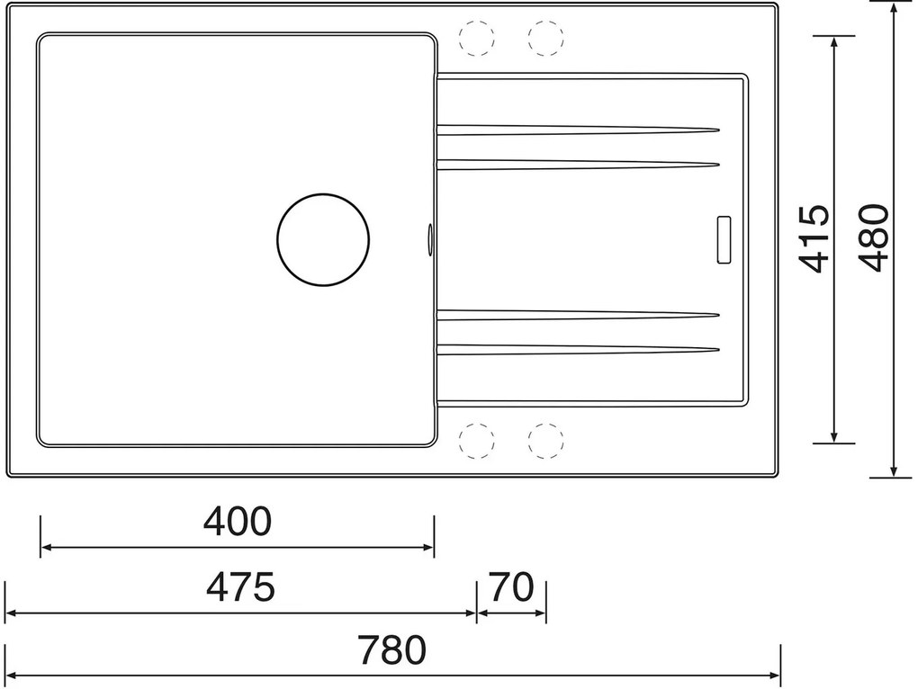 Granitový dřez Sinks Linea 780 N Granblack