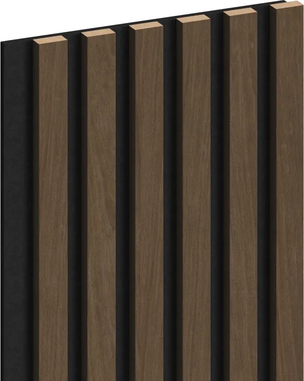 Mexen Lam-F, akustické stěnové lamely 275 × 30 cm, plstěný podklad 8 mm, technická dýha, ořech espresso, S105-275307-3015-019