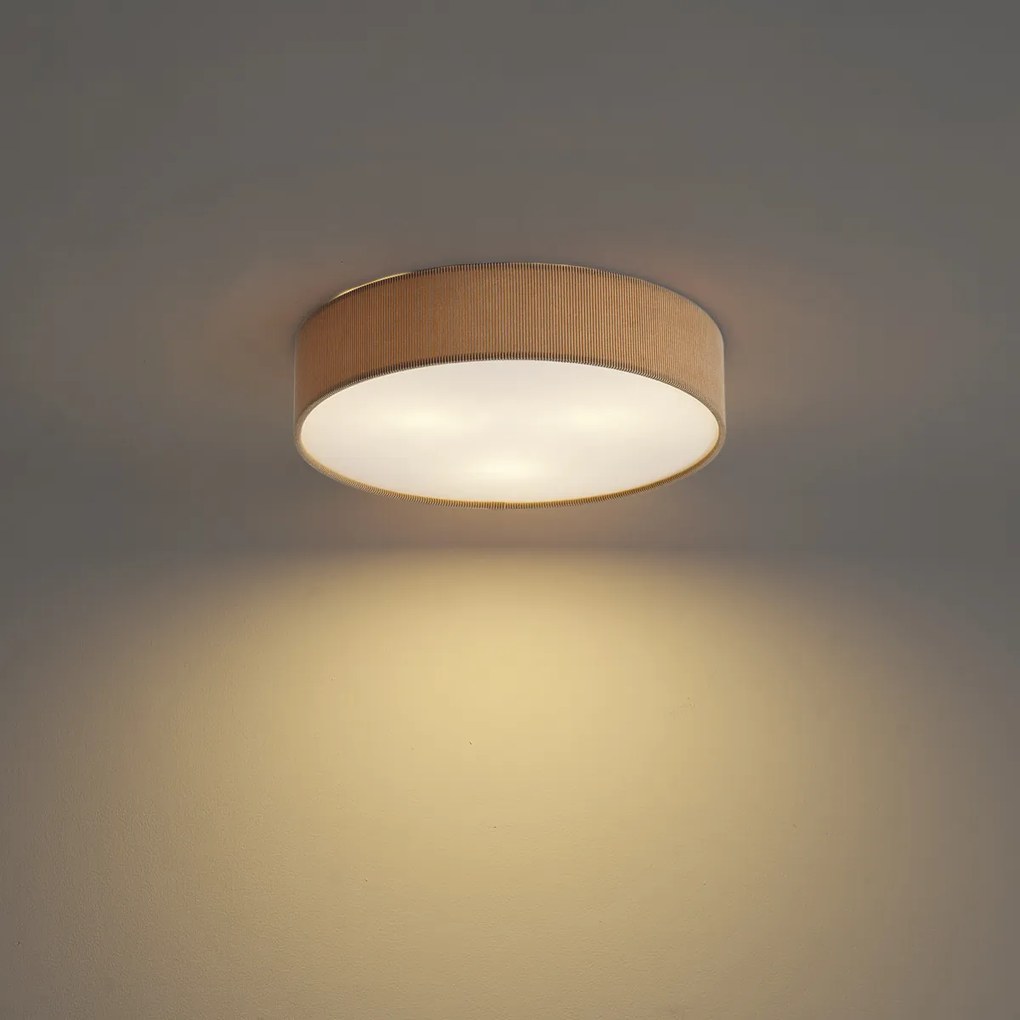 Moderní stropní svítidlo béžovohnědé se sametovým stínidlem 46cm 3-světla - Luz