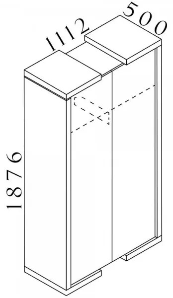 Vysoká šatní skříň Lineart 111,2 x 50 x 187,6 cm / Jilm světlý a antracit