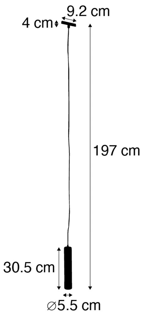 Designová závěsná lampa černá vč. 1-fázového kolejnicového adaptéru - Slimline Tuba Small