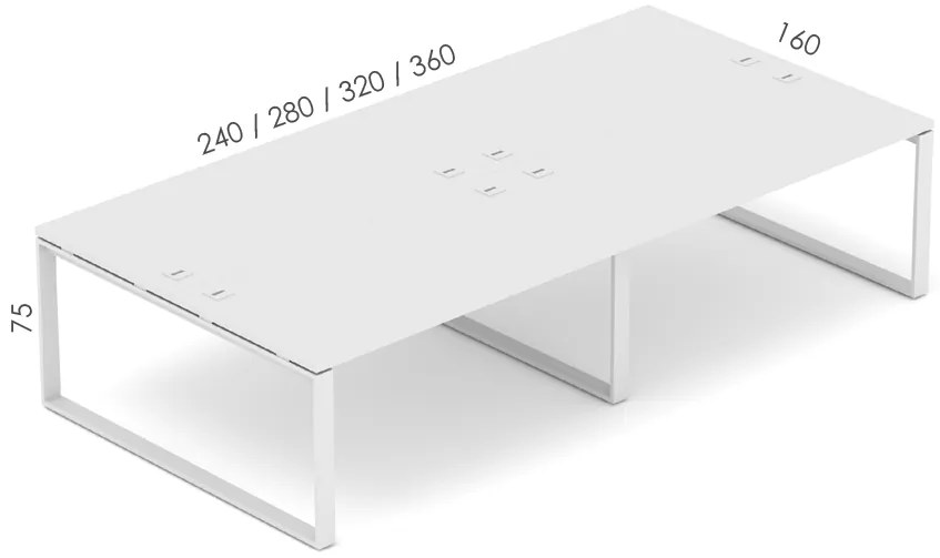 NABYTEK-DESIGNOVY.CZ - DEB212O - Kancelářský stůl EPIC (4.osoby), 240/280/320/360cm, kovová podnož O, dub/černá