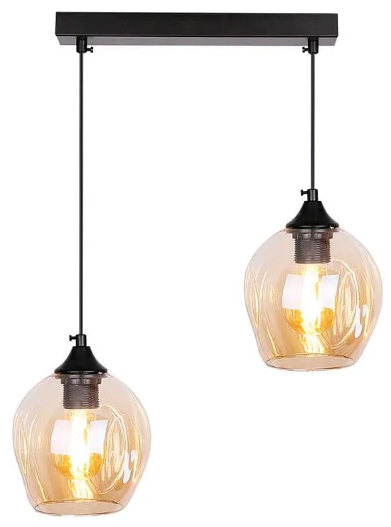 Černé závěsné svítidlo se skleněným stínidlem 14x48 cm Aspa – Candellux Lighting