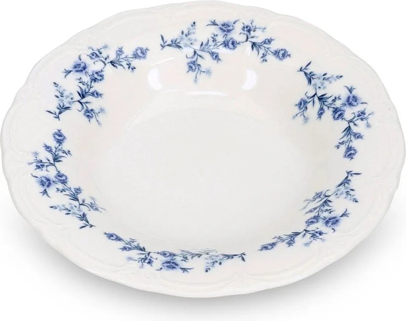 Bílý/modrý hluboký porcelánový talíř ø 23,5 cm Retro – BonBistro