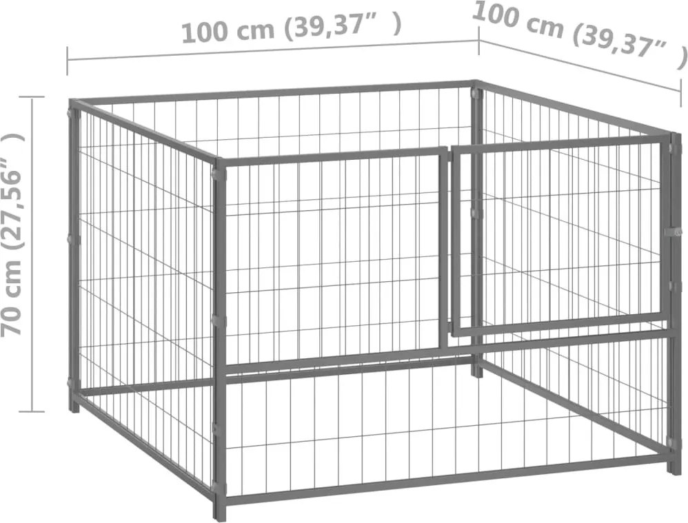 vidaXL Psí kotec 100 x 100 x 70 cm ocel [150792] Barva: Černá