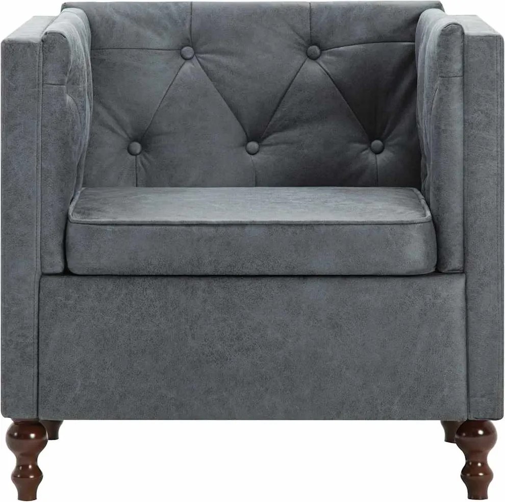 Křeslo šedé textil 247158