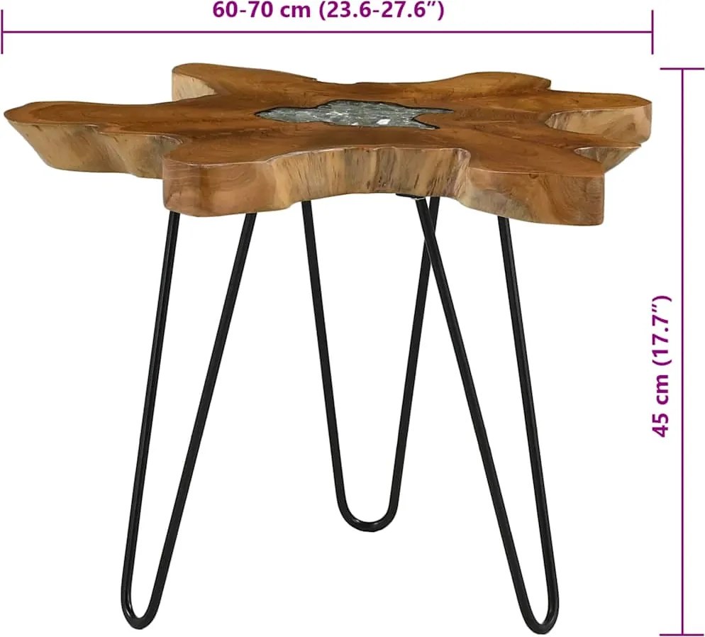 Konferenční stolek 70 x 45 cm masivní teak a polyresin 281651