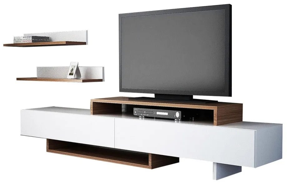 Bílá/přírodní TV sestava 180x40 cm Nirvanas – Furny Home