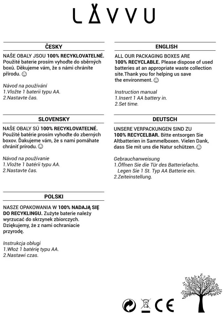 Továrna na čas Impozantní černé dřevěné hodiny LAVVU WOOD LCT1182
