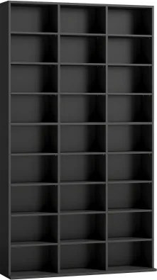 HOMCOM CD nábytek s 9 policemi a 21 přihrádkami, regál pro 835 CD/500 DVD/640 Blu-ray, úsporný prostor, 100x24x175 cm, černý
