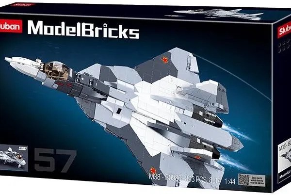 Stavebnice sluban model bricks m38-b0986 proudový stíhací letoun su-57 2v1