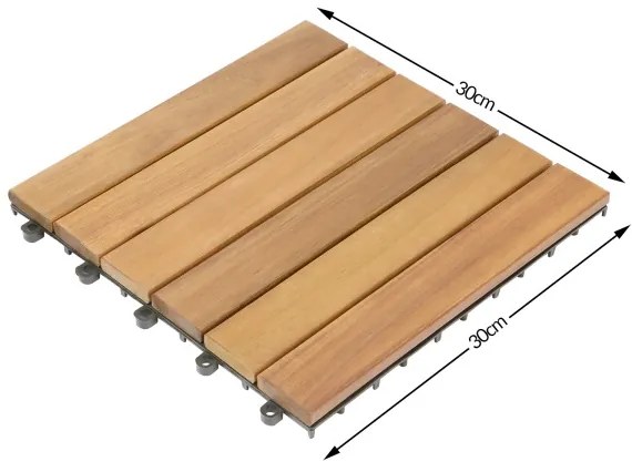 Dřevěné akáciové dlaždice o rozměrech 30x30cm sada 33 kusů