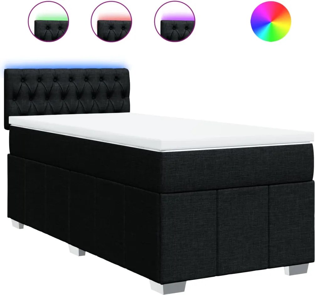 Box spring postel s matrací černá 80 x 200 cm textil 3289204
