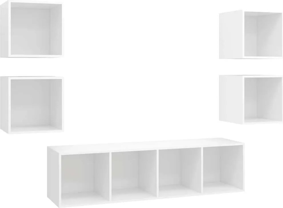5dílný set TV skříněk bílý dřevotříska 3079619