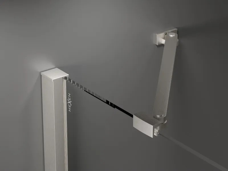 Mexen Velar Duo, sprchový kout s posuvnými dveřmi 80 x 80 cm, 8mm šedé sklo, broušená ocel, 871-080-080-42-97