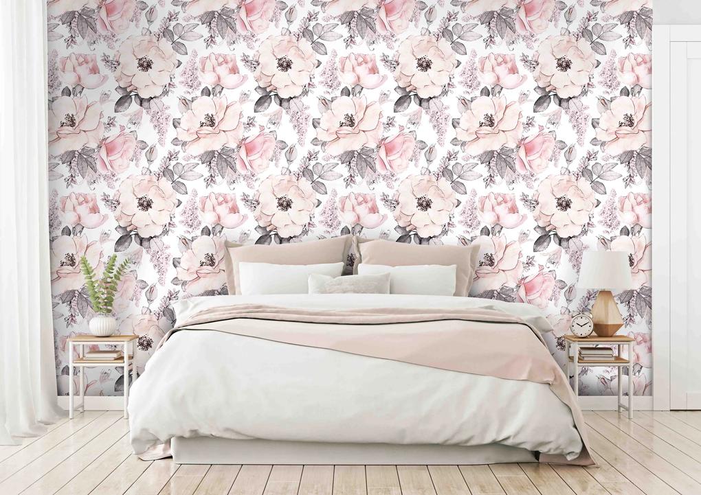 Malvis ® Tapeta Květinový vzor růžová Vel. (šířka x výška): 432 x 290 cm