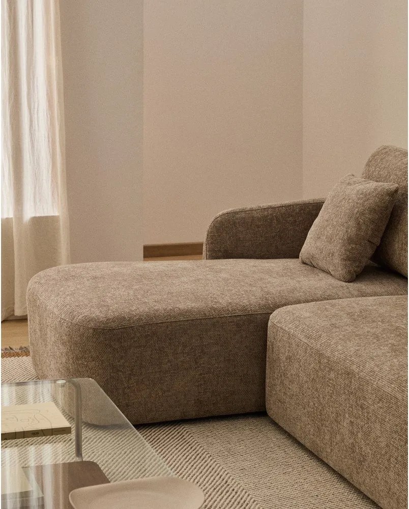 Taupe žinylková rozkládací rohová pohovka (levý roh/s lenoškou) Laira – Kave Home