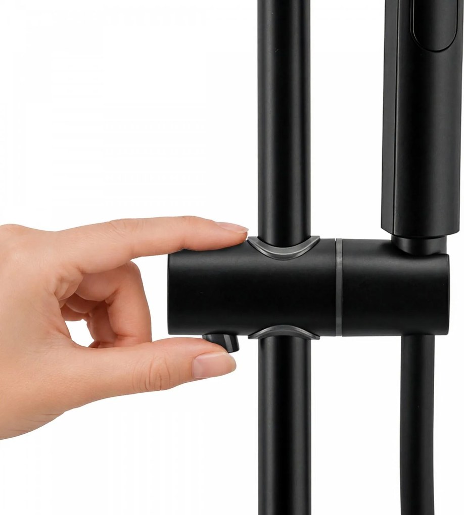 Erga Dubaj, sprchový set s termostatickou baterií a hlavovou sprchou 30 cm, černá matná, ERG-YKA-BP.DUBAJ-THERM-30-BLK
