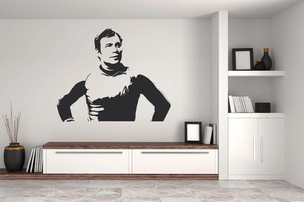 Lepy.cz Samolepka na zeď Star Trek - Kapitán Kirk Velikost (šířka x výška): 70x57cm, Barevná varianta: Tyrkysová modrá