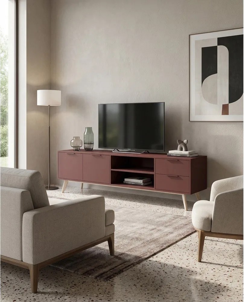 Matný TV stolek v terakotové barvě 180x53x40 cm Campus – Marckeric