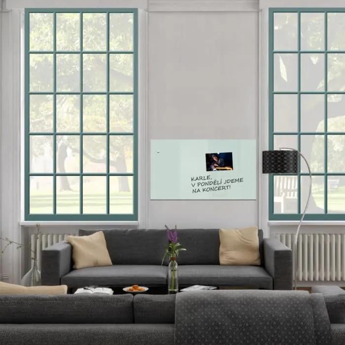Bílá satinová skleněná magnetická tabule nalepovací na zeď Smatab® - 120 × 180 cm