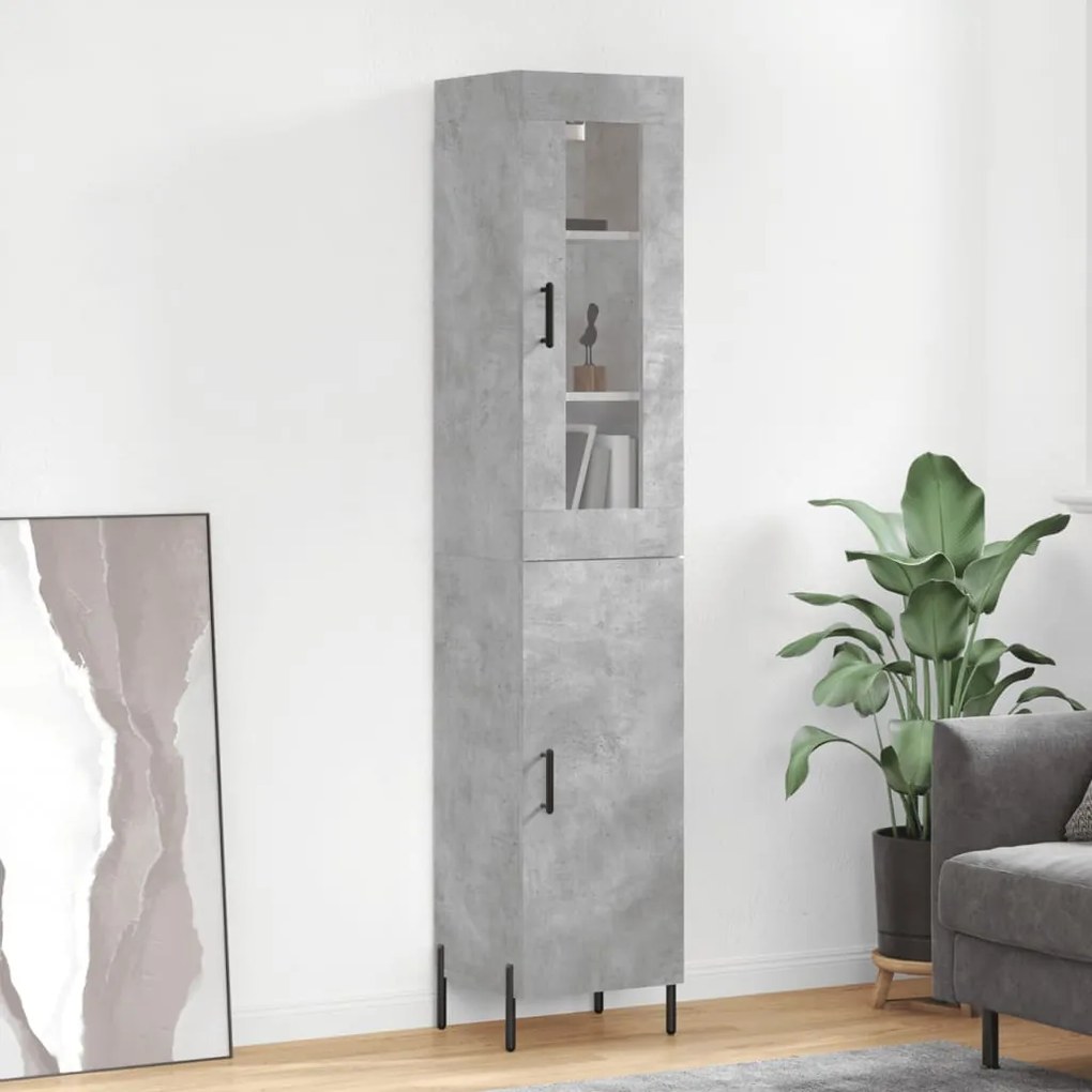 Skříň highboard betonově šedá 34,5x34x180 cm kompozitní dřevo
