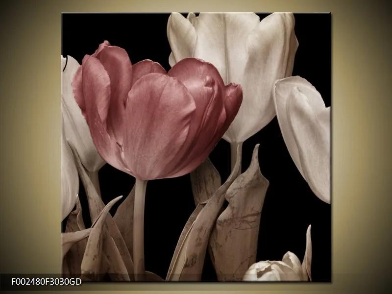 Obraz tulipánů - červená černobílá (), 40 dalších rozměrů