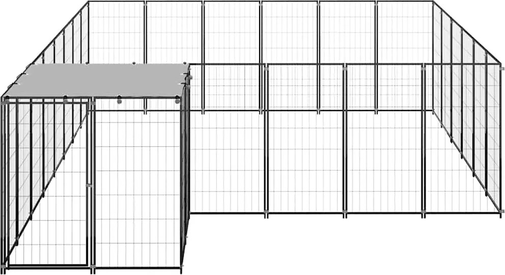 Psí kotec černý 12,1 m² ocel 3082213