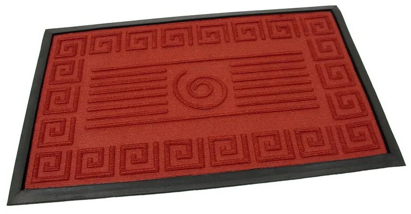 Červená textilní gumová čistící vstupní rohož Rectangle - Deco, FLOMAT - délka 45 cm, šířka 75 cm a výška 0,8 cm
