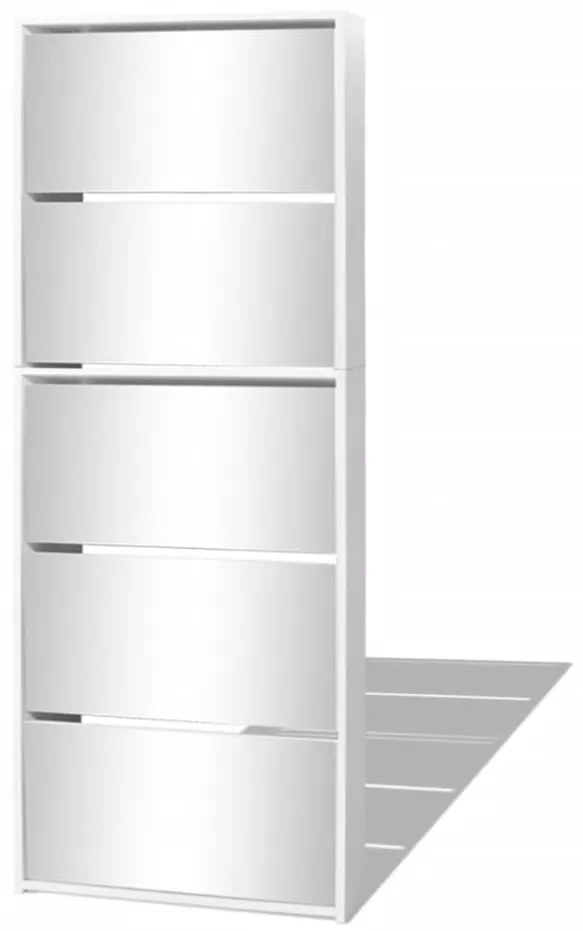 Botník pětipatrový zrcadlo bílý 63 x 17 x 169,5 cm 273938