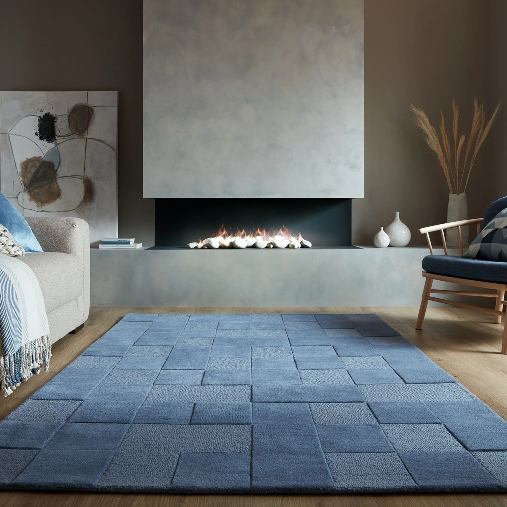 Flair Rugs, Kusový koberec Moderno Checkerboard Blue, 160x230, modrá, chodba / předsíň
