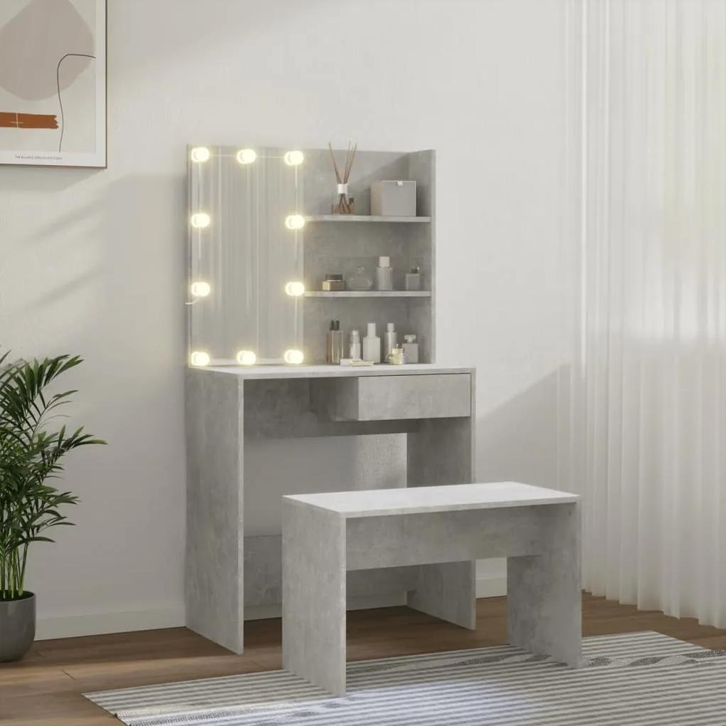 vidaXL Toaletní stolek sada s LED kompozitní dřevo [3114110] Barva: hnědý dub