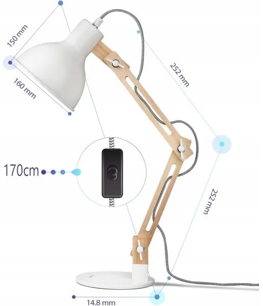 Stolní lampa 1xE27/40W/230V bílá