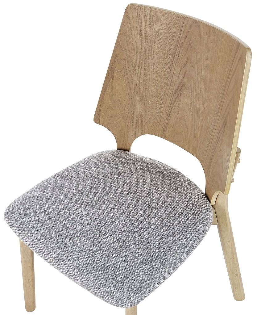 Sada 2 jídelních židlí světlé dřevo/šedé ABEE Beliani