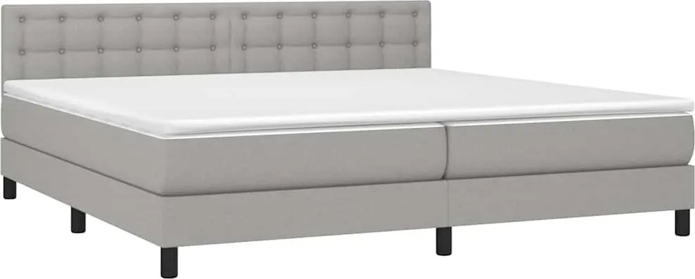 Box spring postel s matrací a LED světle šedá 200x200 cm textil 3133501