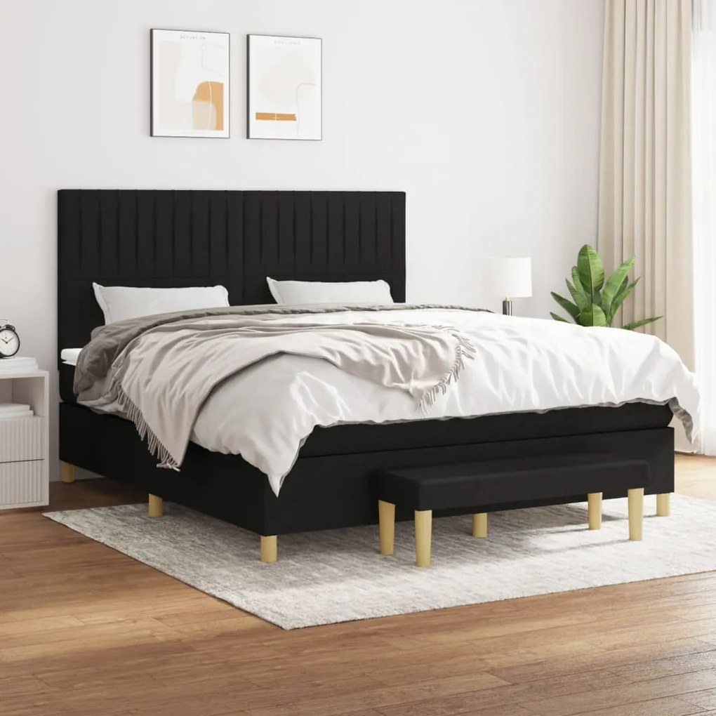 Box spring postel s matrací černá 160x200 cm textil 3137327