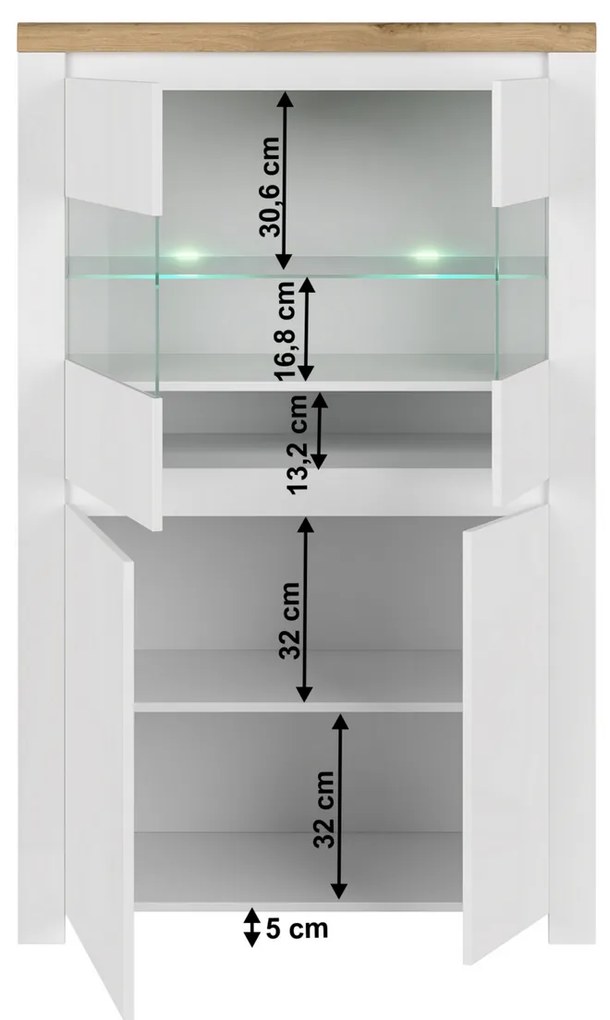 Skříňka VILGO 2D2W, lesklá bílá
