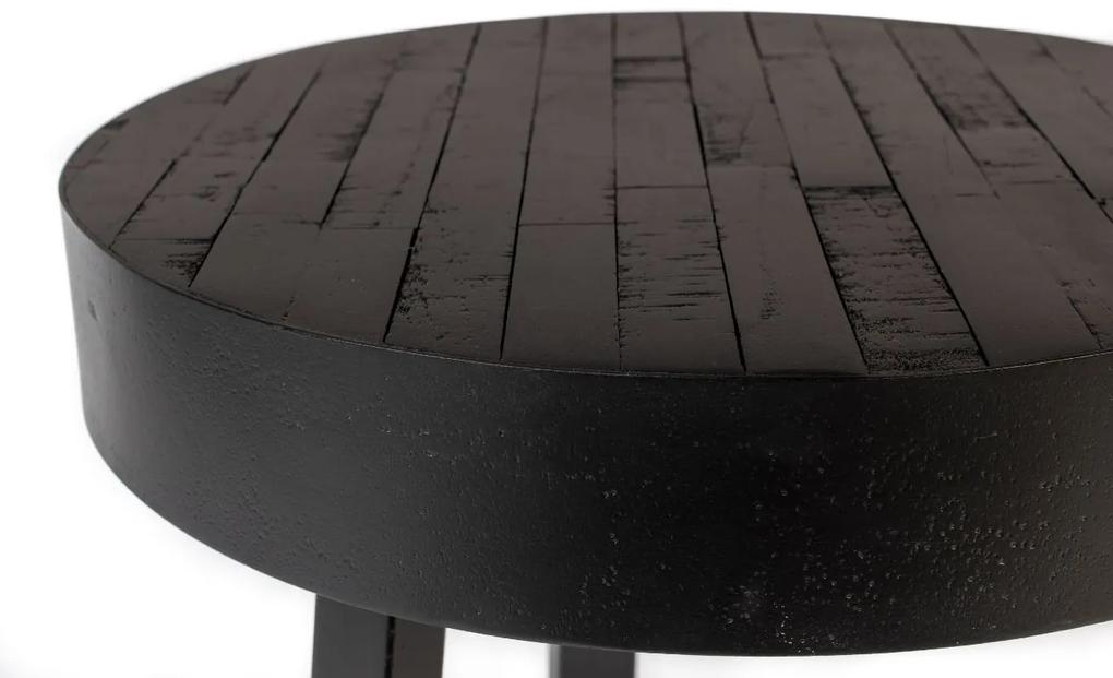 OnaDnes -20% White Label Černý teakový odkládací stolek WLL Suri 45 cm