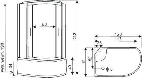 Aplomo Mauri 120x81x222 L/P masážní sprchový box Orientace Levá