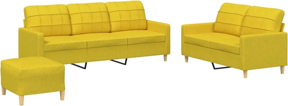 3dílná sedací souprava s poduškami světle žlutá textil 3201319