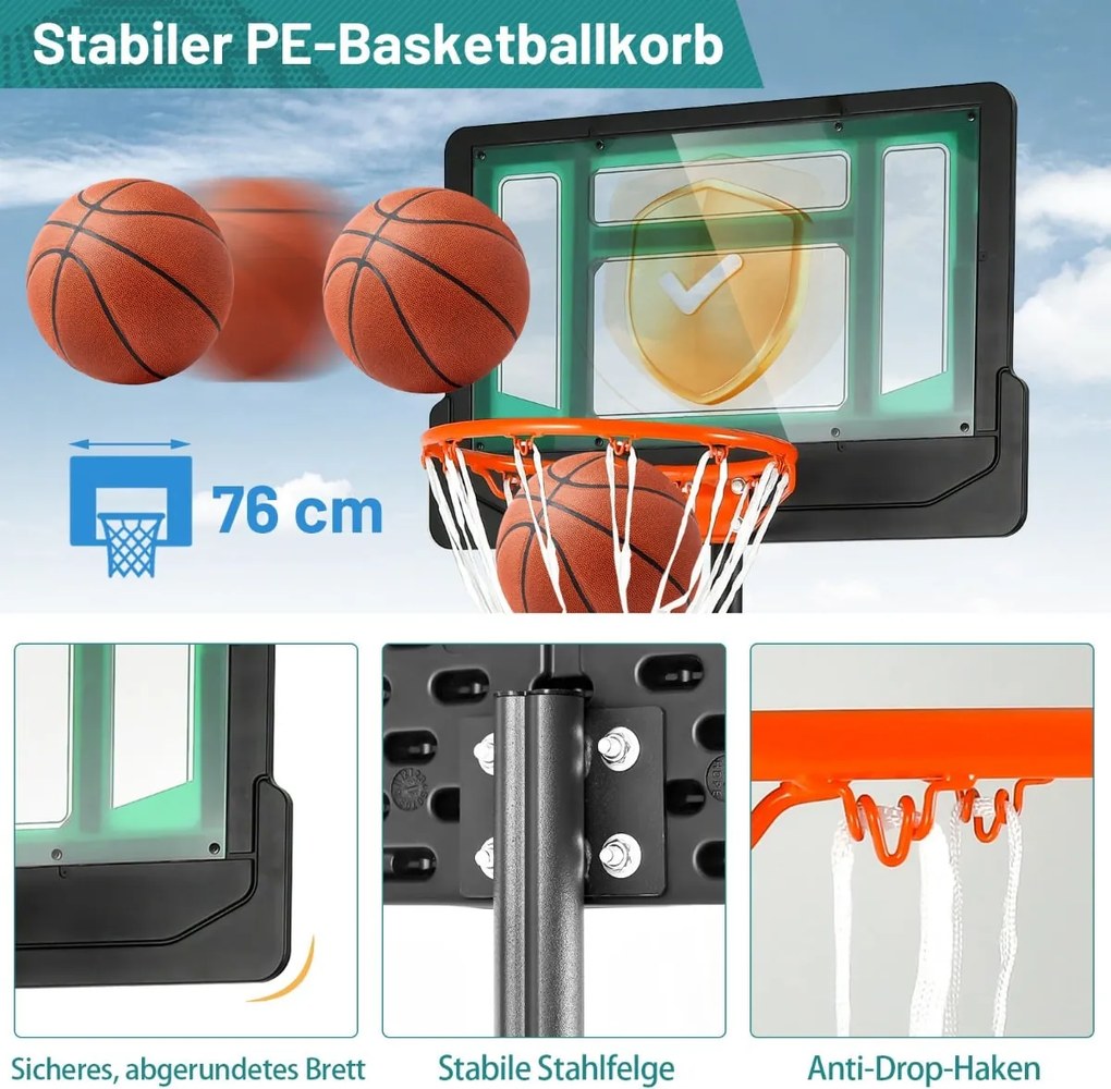 Costway Basketbalový stojan 90/158-210 cm výškově nastavitelný basketbalový koš