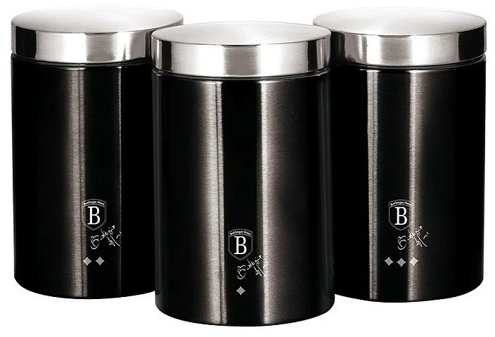 BERLINGERHAUS Dóza na potraviny sada 3 ks Royal Black Collection BH-6296