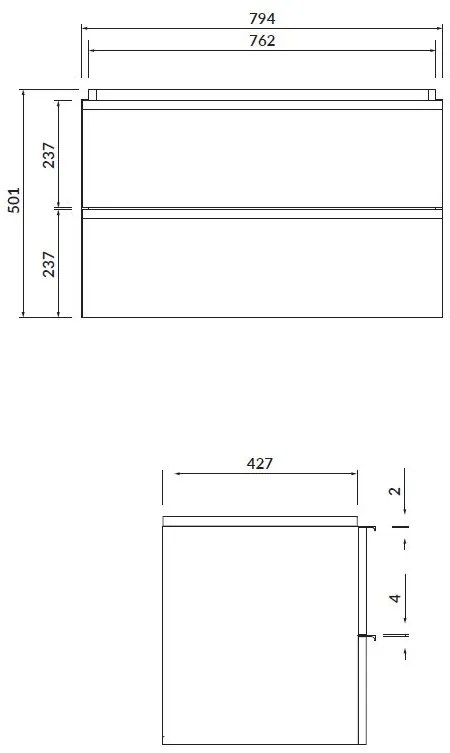 Cersanit - VIRGO závěsná skříňka pod umyvadlo 80cm, bílá-černá, S522-025
