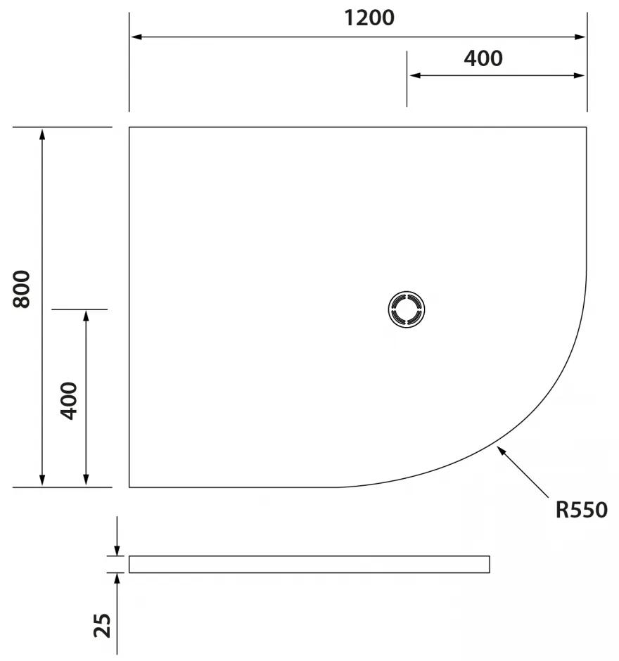 Polysan FLEXIA vanička z litého mramoru čtvrtkruh, s možností úpravy rozměru, 120x80cm, R550, levá 91281