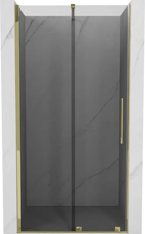 Mexen Velar, posuvné sprchové dveře do otvoru 100 cm, 8mm šedé sklo, zlatá lesklá, 871-100-000-41-50