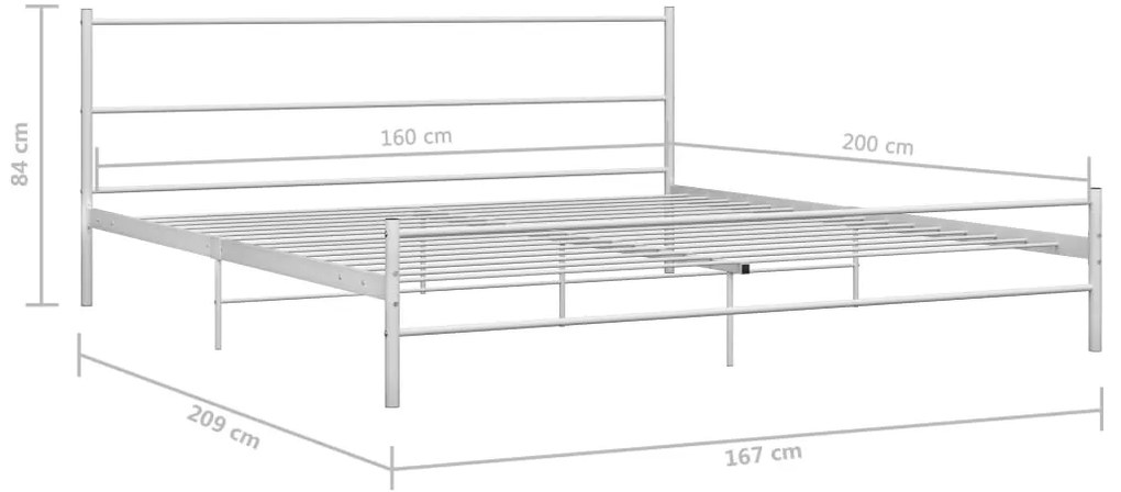vidaXL Marketos Rám postele bílý kovový 160 x 200 cm