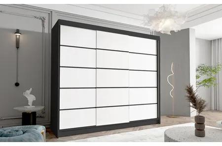 Velká šatní skříň DAVOS VII 250 cm Bílá/Černá