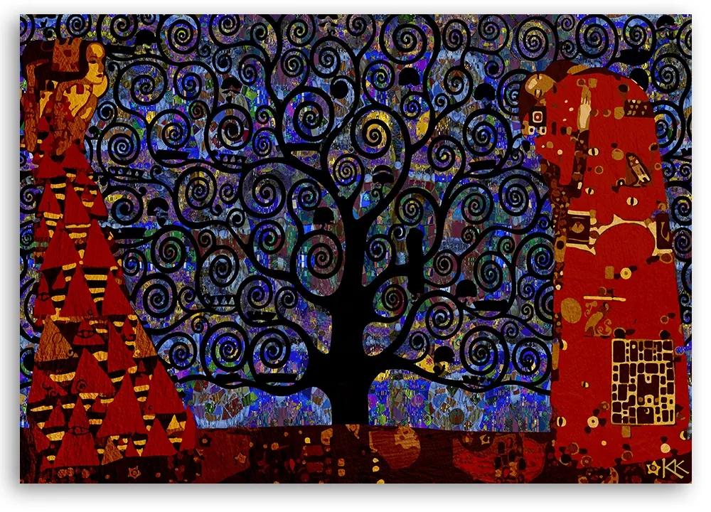 Obraz na plátně, Abstrakce modrého stromu života - 90x60 cm