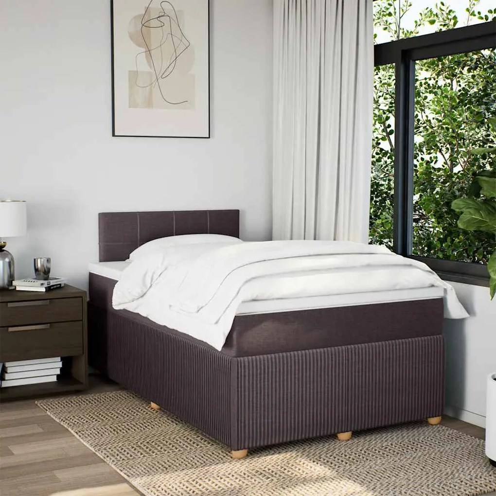 Box spring postel s matrací tmavě hnědá 120x200 cm textil 3287426