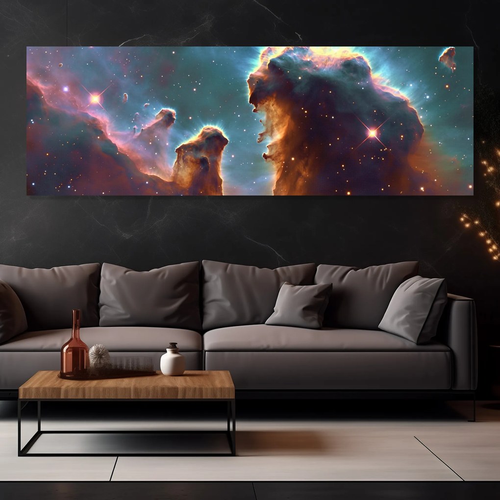 Obraz na plátně - Hvězdná mlhovina, Nebula Astraeus FeelHappy.cz Velikost obrazu: 120 x 40 cm